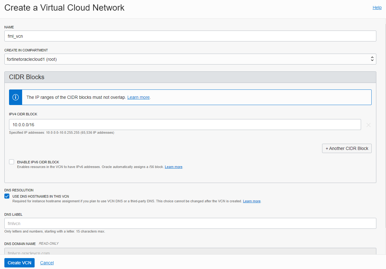 Creating a Virtual Cloud Network and Public-facing Subnet | FortiMail Appliances and Virtual ...